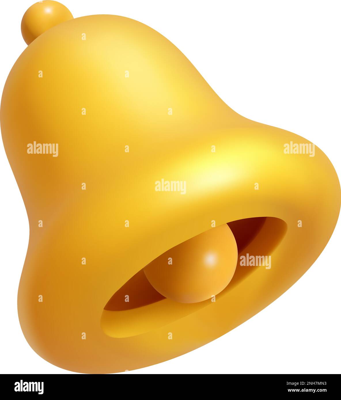3d notification yellow bell icon isolated on white background for ...