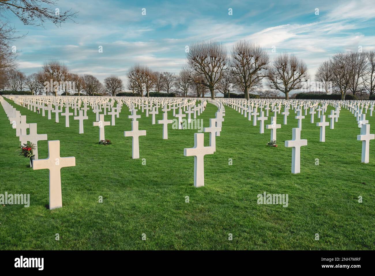 Statue and Memorials for the fallen soldiers of Word War Two. American cemetery, Margraten, The ...