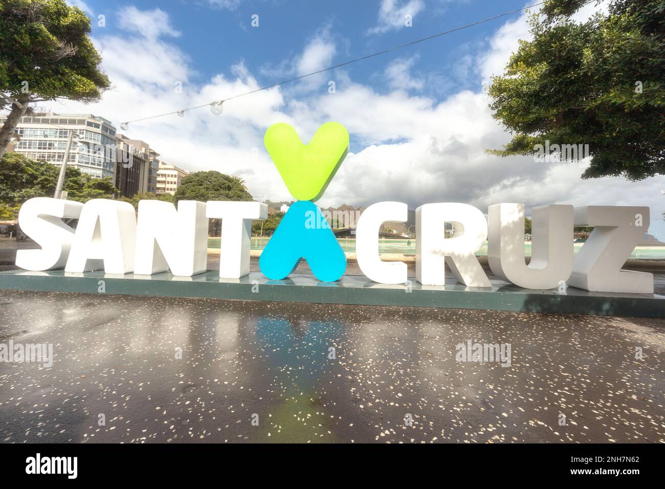 I LOVE Santa Cruz message in words with reflections from the wet ground ...