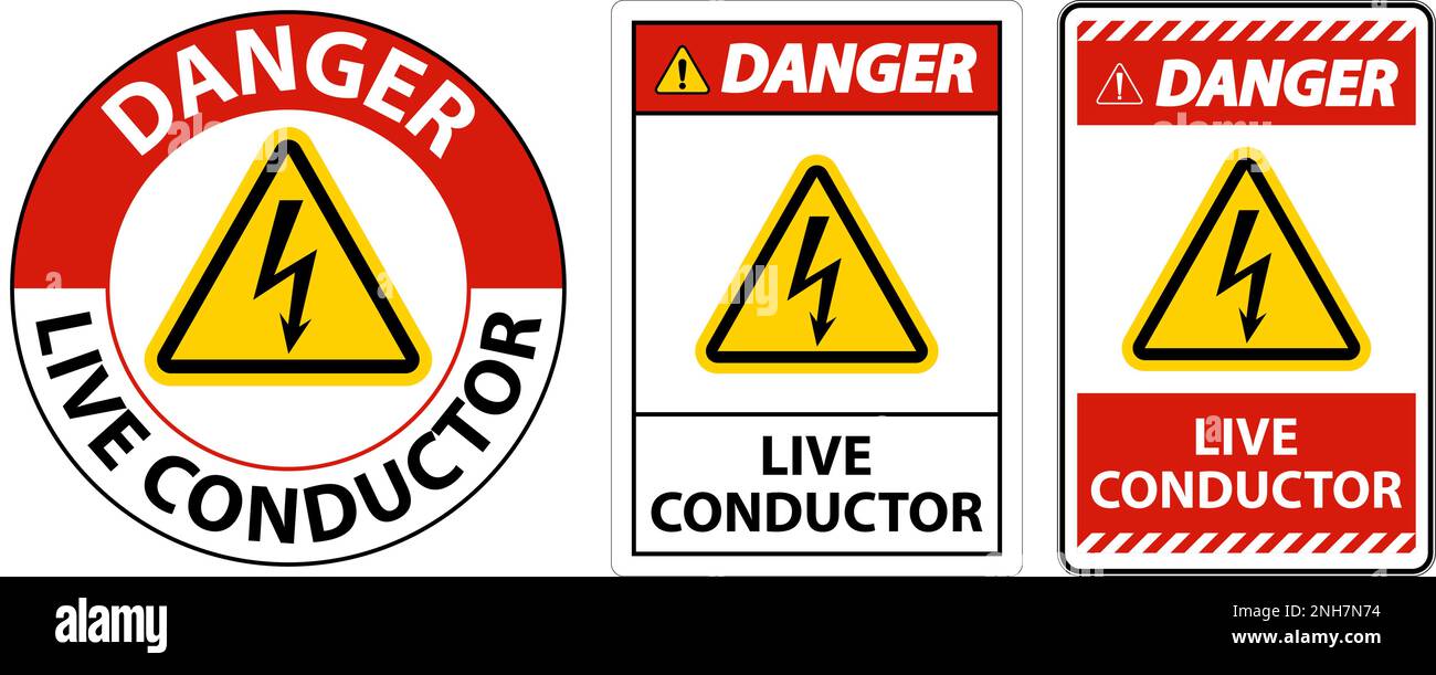 Danger Live Conductor Sign On White Background Stock Vector Image & Art ...