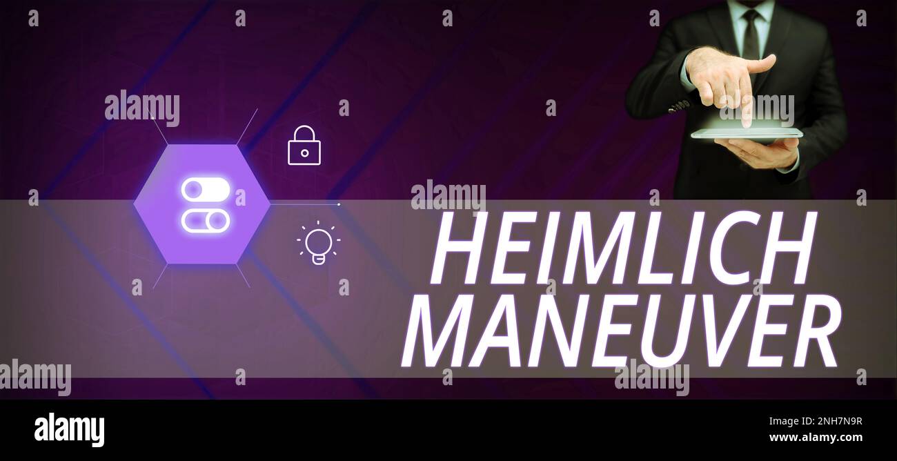 Inspiration showing sign Heimlich Maneuver. Concept meaning application ...