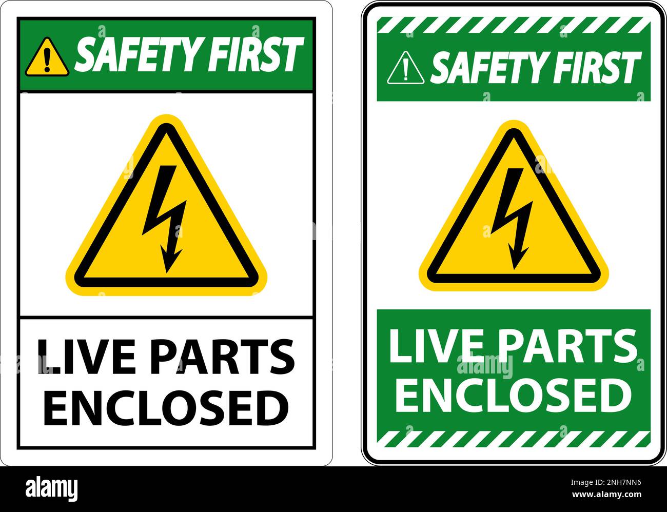 Safety First Live Parts Enclosed Sign On White Background Stock Vector ...