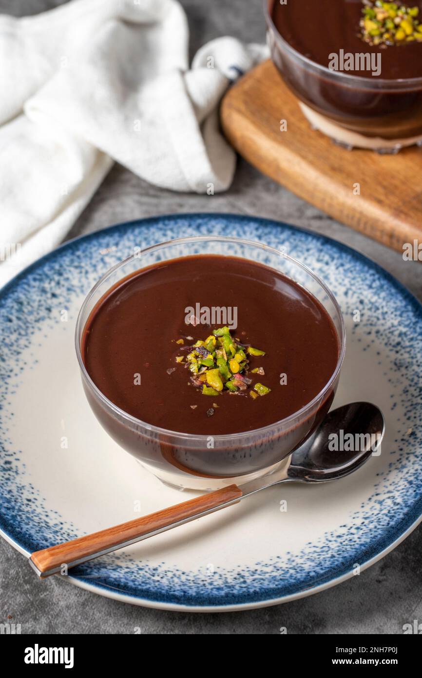 Chocolate pudding. Supangle or chocolate pudding prepared with sugar ...