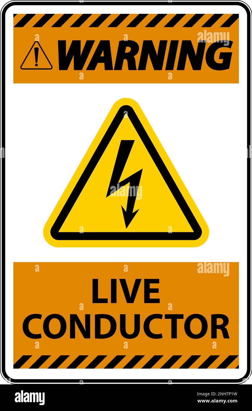 Warning Live Conductor Sign On White Background Stock Vector Image ...