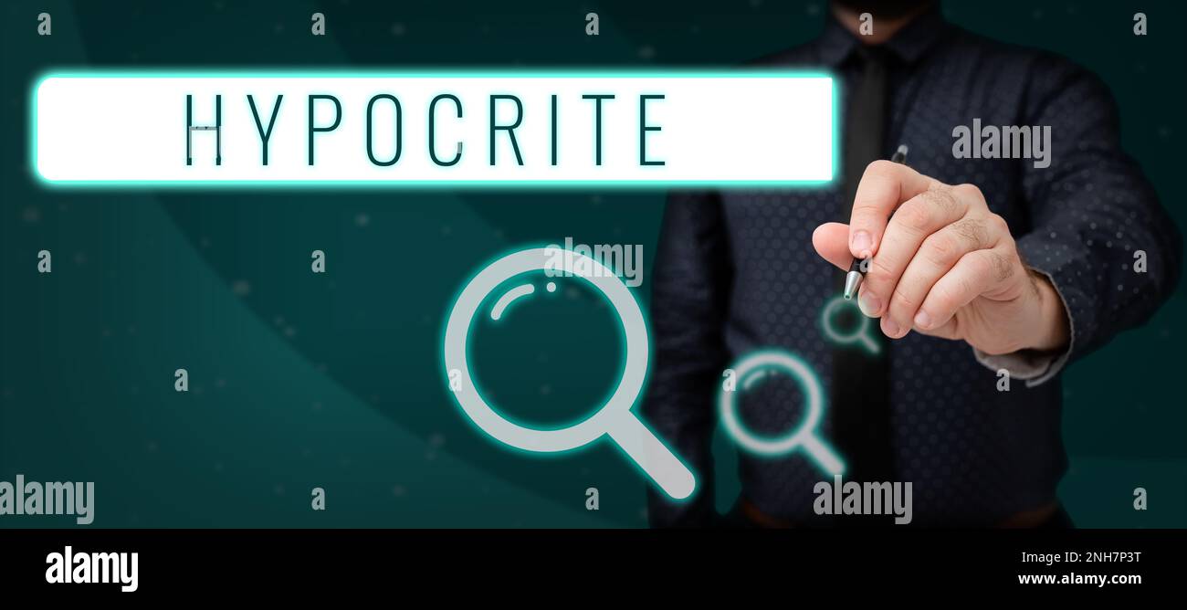 Text caption presenting Hypocrite. Business showcase Medical condition ...