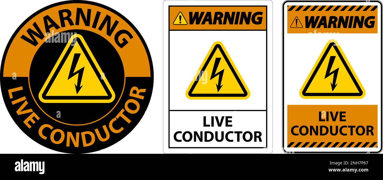 Warning Live Conductor Sign On White Background Stock Vector Image ...