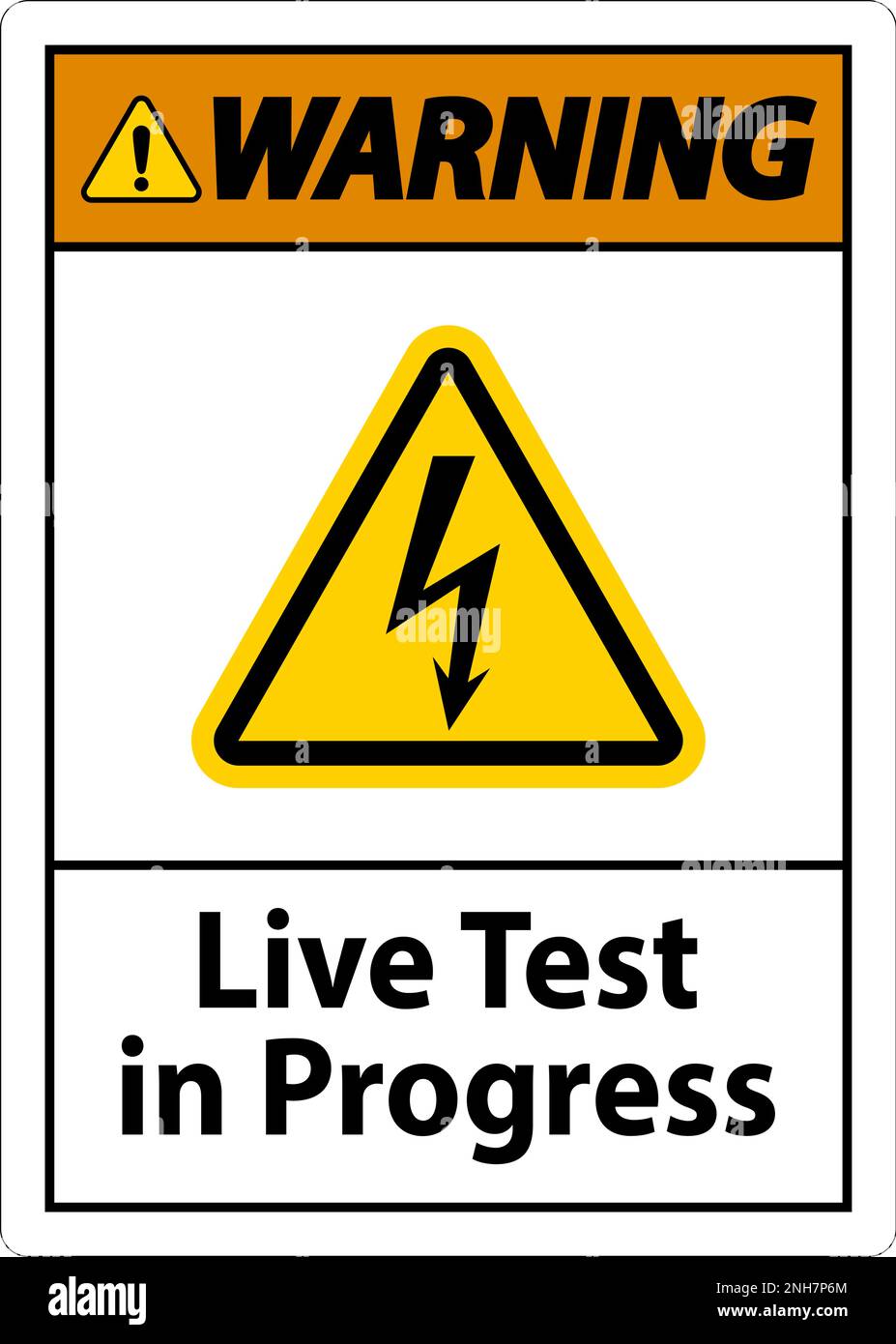 Warning Live Test In Progress Sign On White Background Stock Vector ...