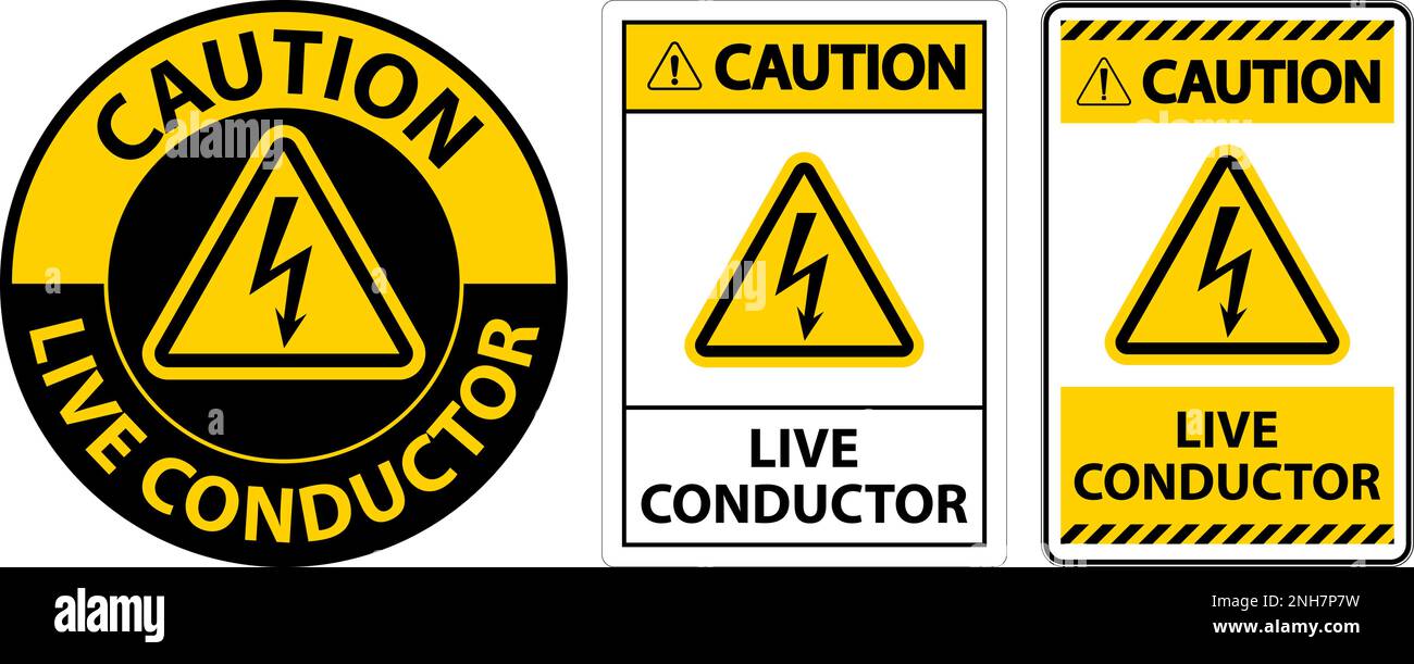 Caution Live Conductor Sign On White Background Stock Vector Image ...