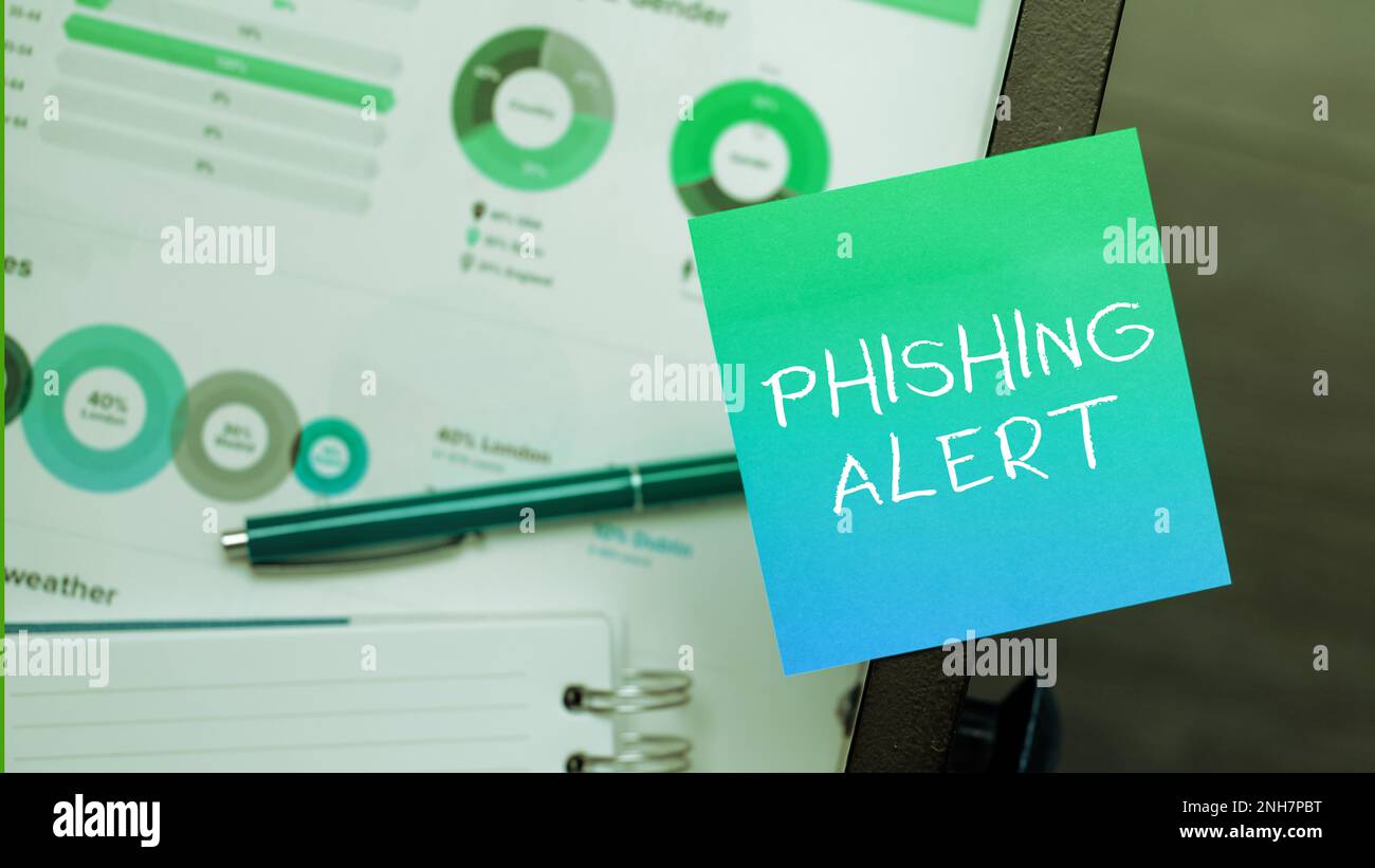 Hand writing sign Phishing Alert. Business overview aware to fraudulent ...