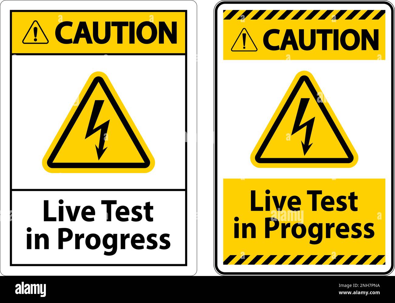 Caution Live Test In Progress Sign On White Background Stock Vector ...
