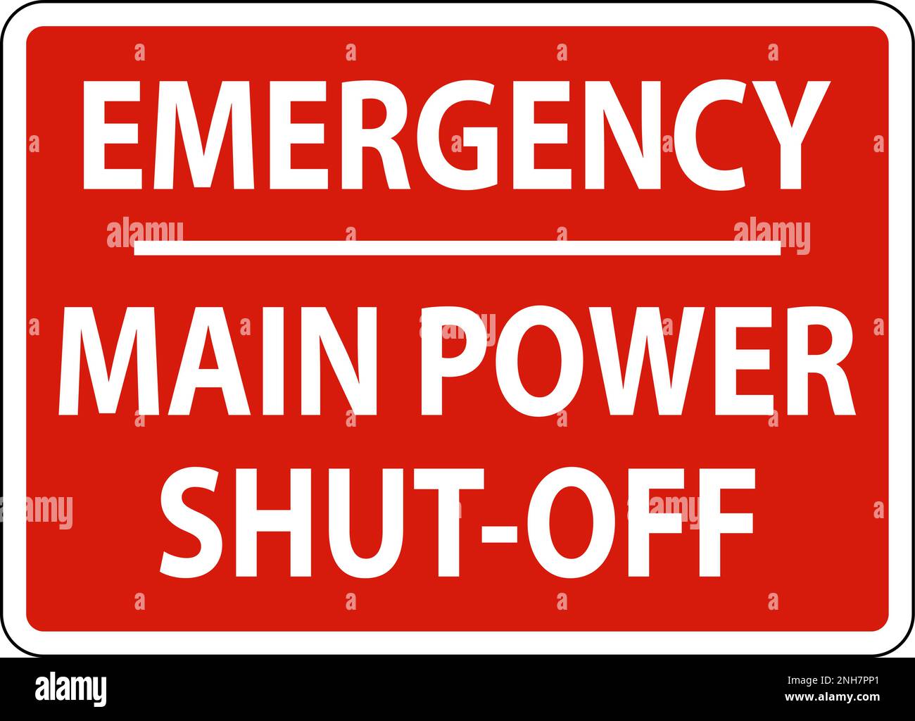 Emergency Main Power Shut-Off Sign On White Background Stock Vector ...