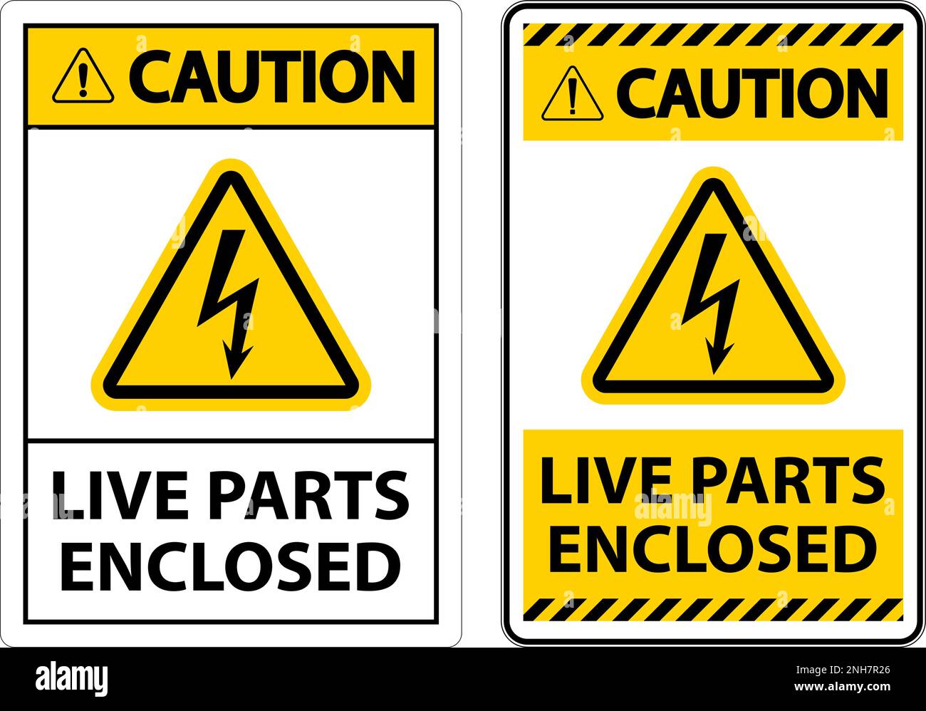 Caution Live Parts Enclosed Sign On White Background Stock Vector Image ...