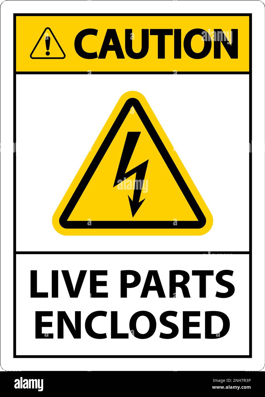 Caution Live Parts Enclosed Sign On White Background Stock Vector Image ...