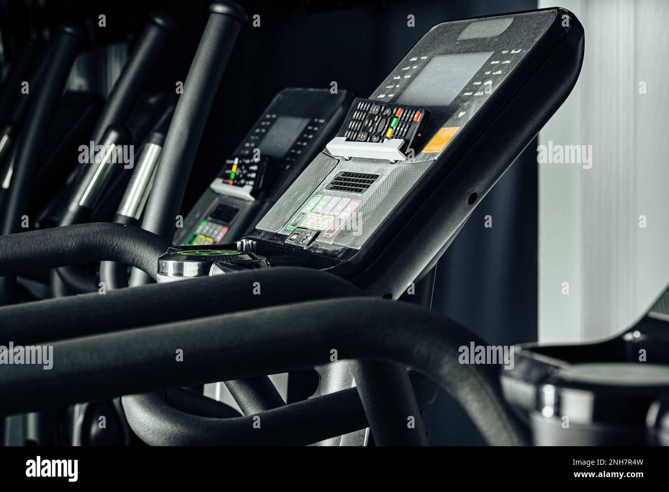 Treadmill screen in the new gym close up Stock Photo - Alamy