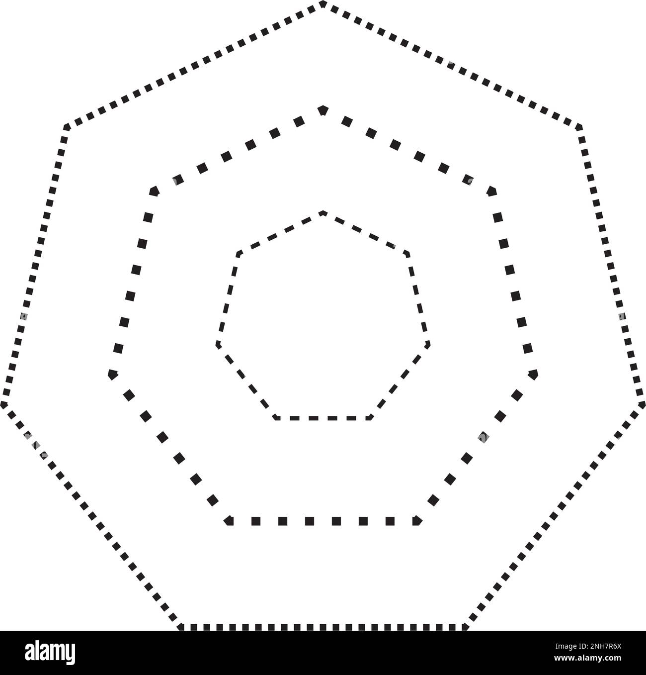 Tracing heptagon shape symbol, dashed and dotted broken line element ...