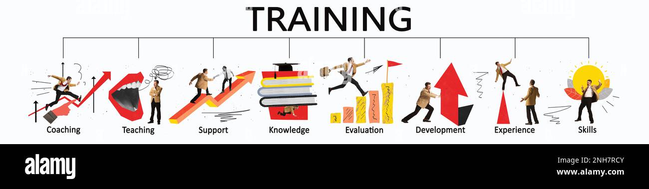 Training concept. Set of icons for business and seminar, coach ...