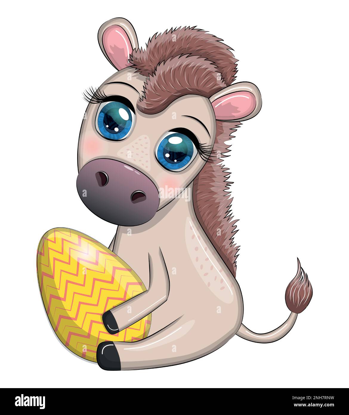 Cute donkey with an easter egg. Easter character and postcard Stock ...
