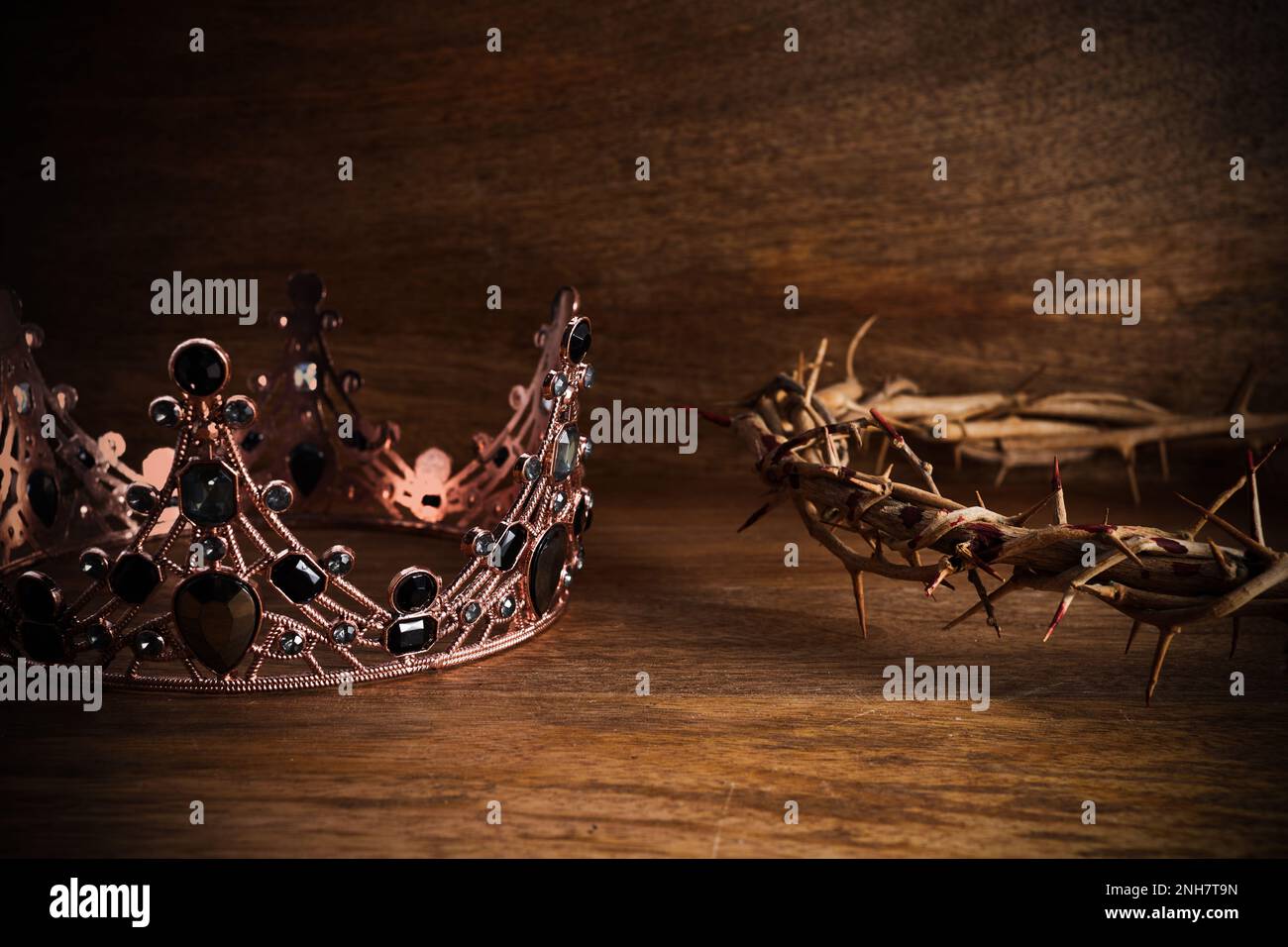 Crown Of Thorns with Crown Of on wooden background. The death and ...