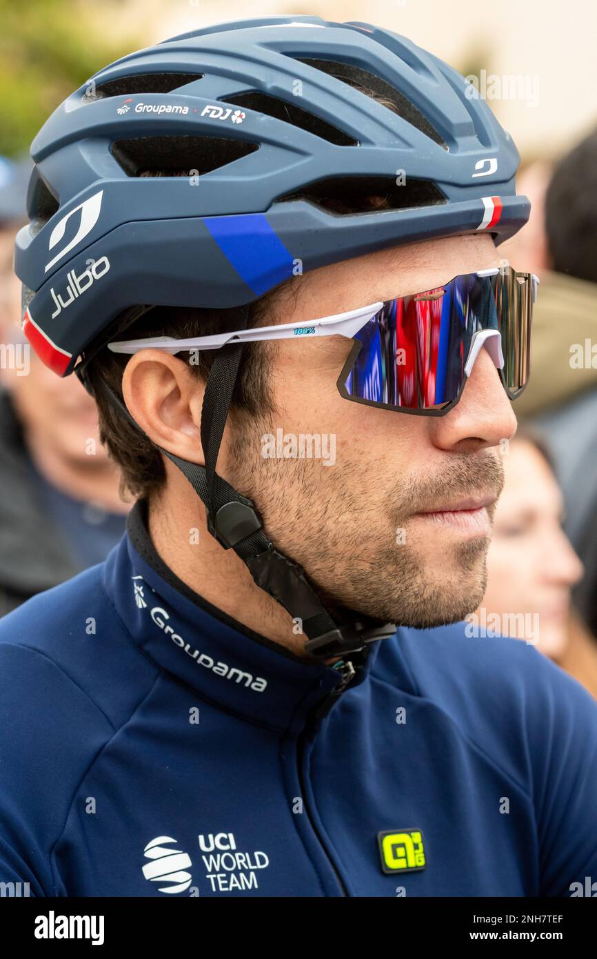 French rider, Thibaut Pinot of Groupam-fdj Team seen before the start ...