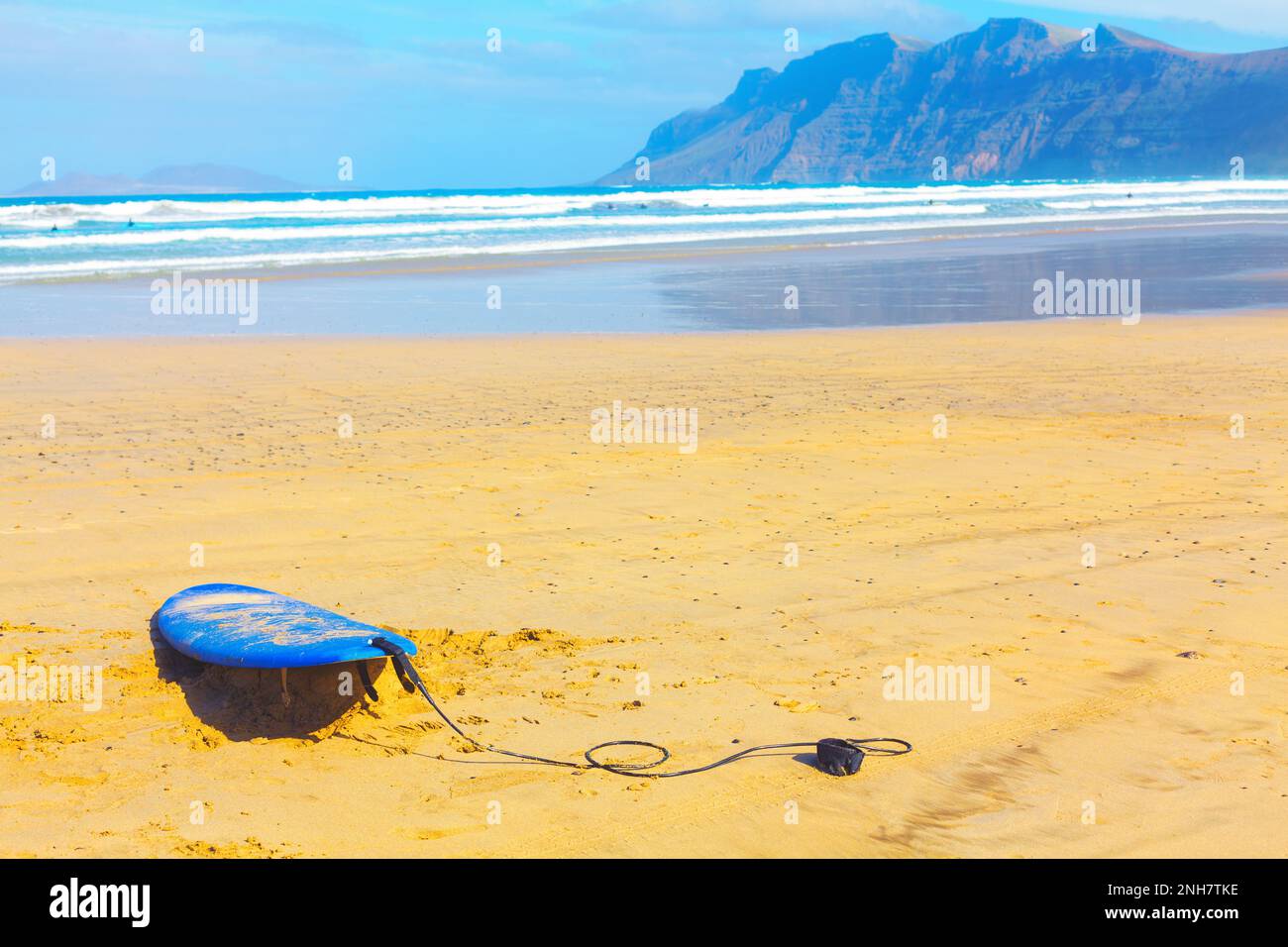 Surfing Board at Atlantic Coast . Surfboard In A Desert Beach Stock ...