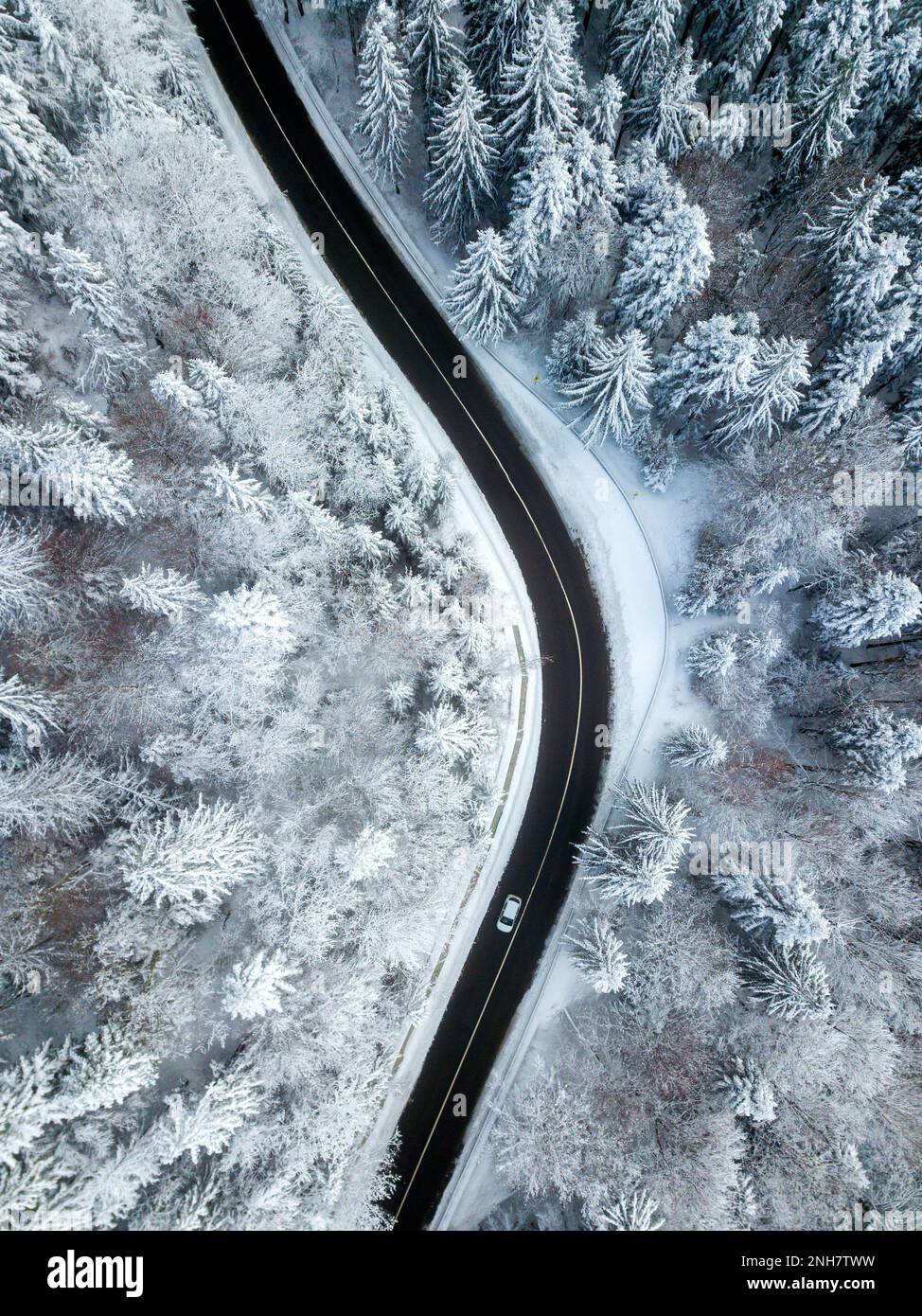 Aerial top down winter mountain hi-res stock photography and images - Alamy