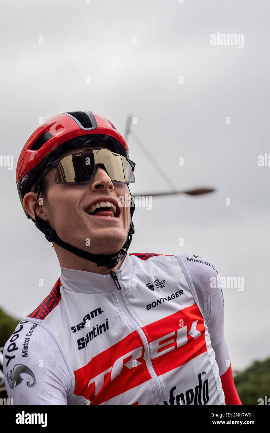 Rider Mattias Jensen of Trek-Segafredo Team on the departure line of ...