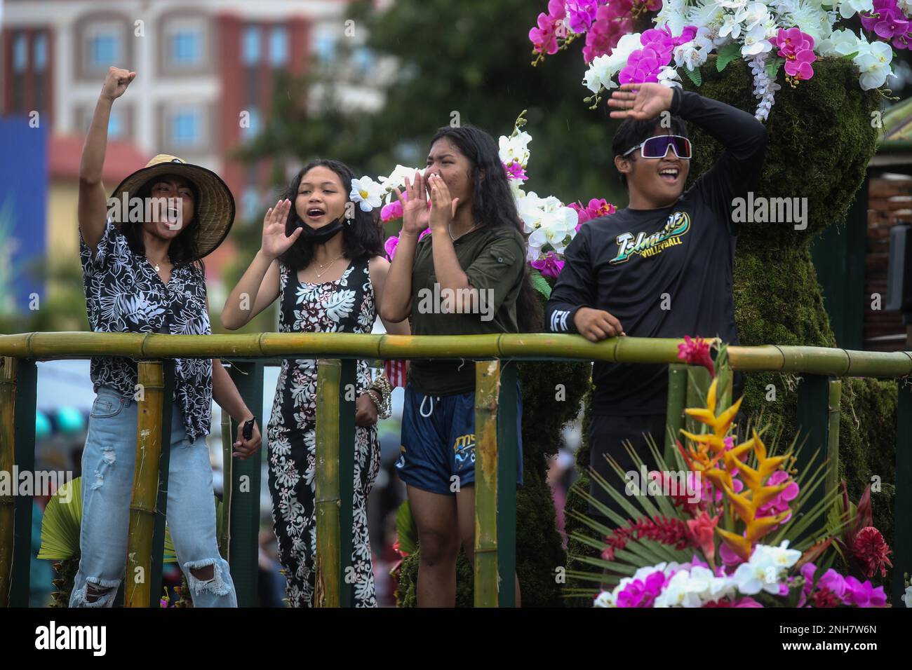 Local citizens celebrate on a float during the 78th Liberation Day ...