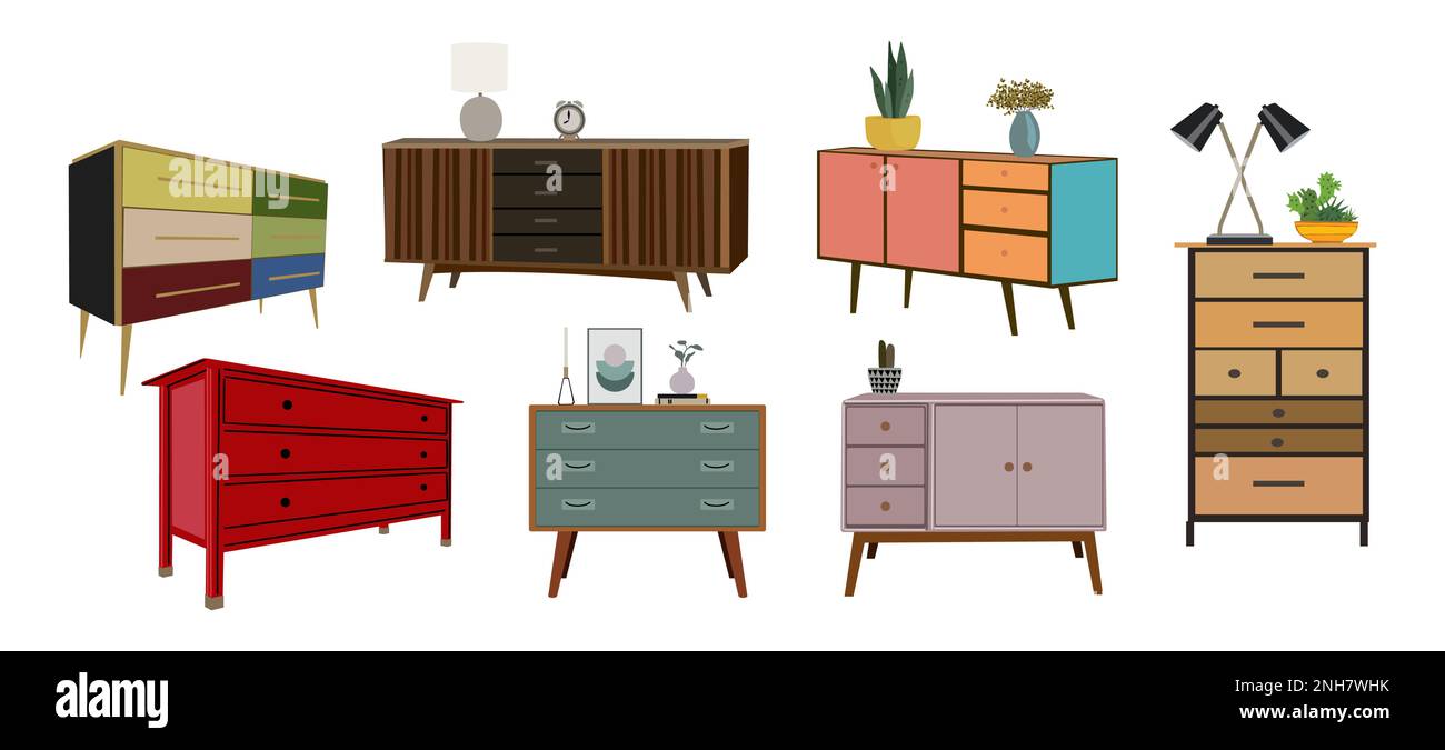 Set stylish chest drawers hi-res stock photography and images - Alamy