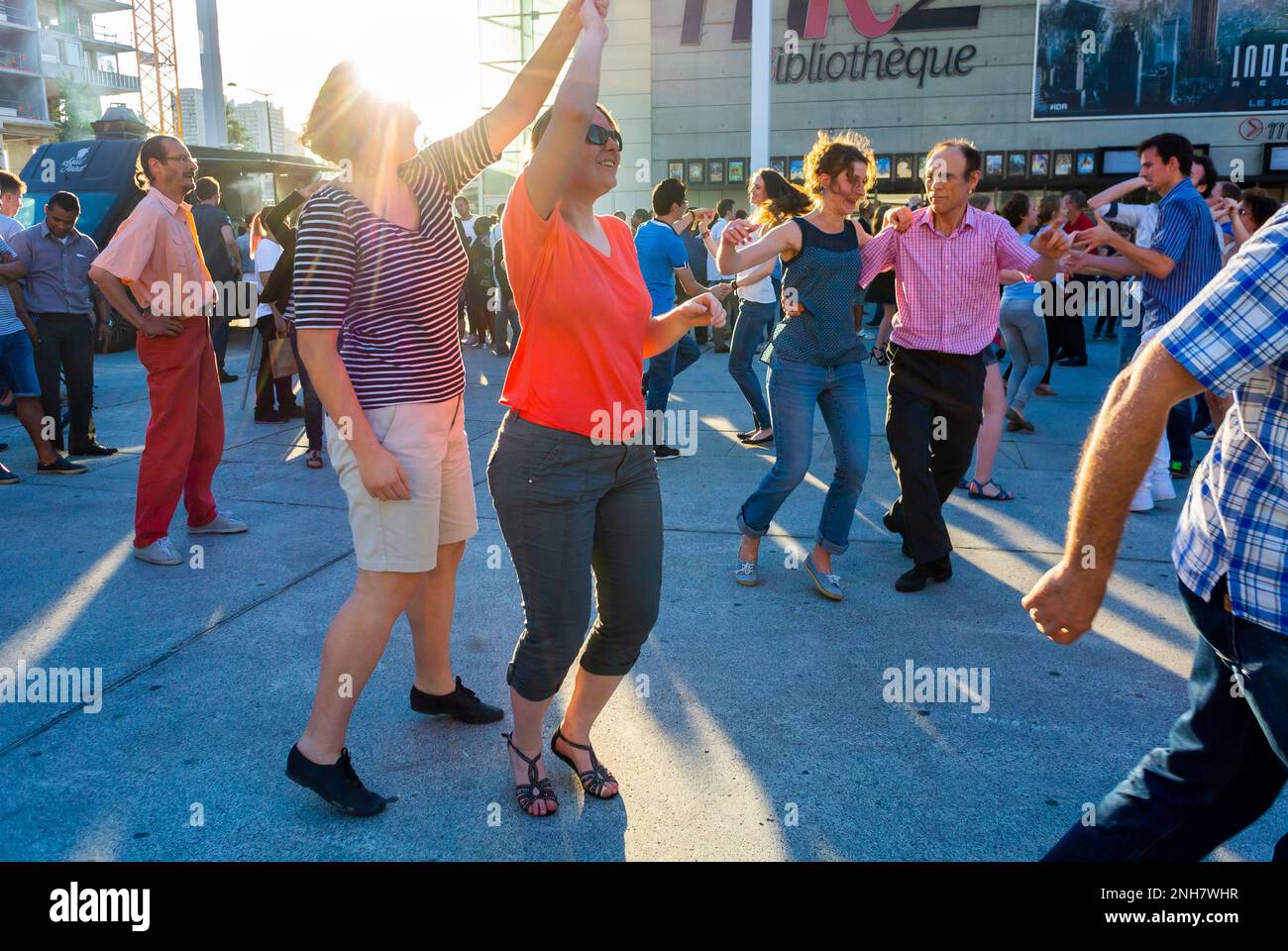Paris, France, Crowd Young French People Dancing on Street to Rock and ...