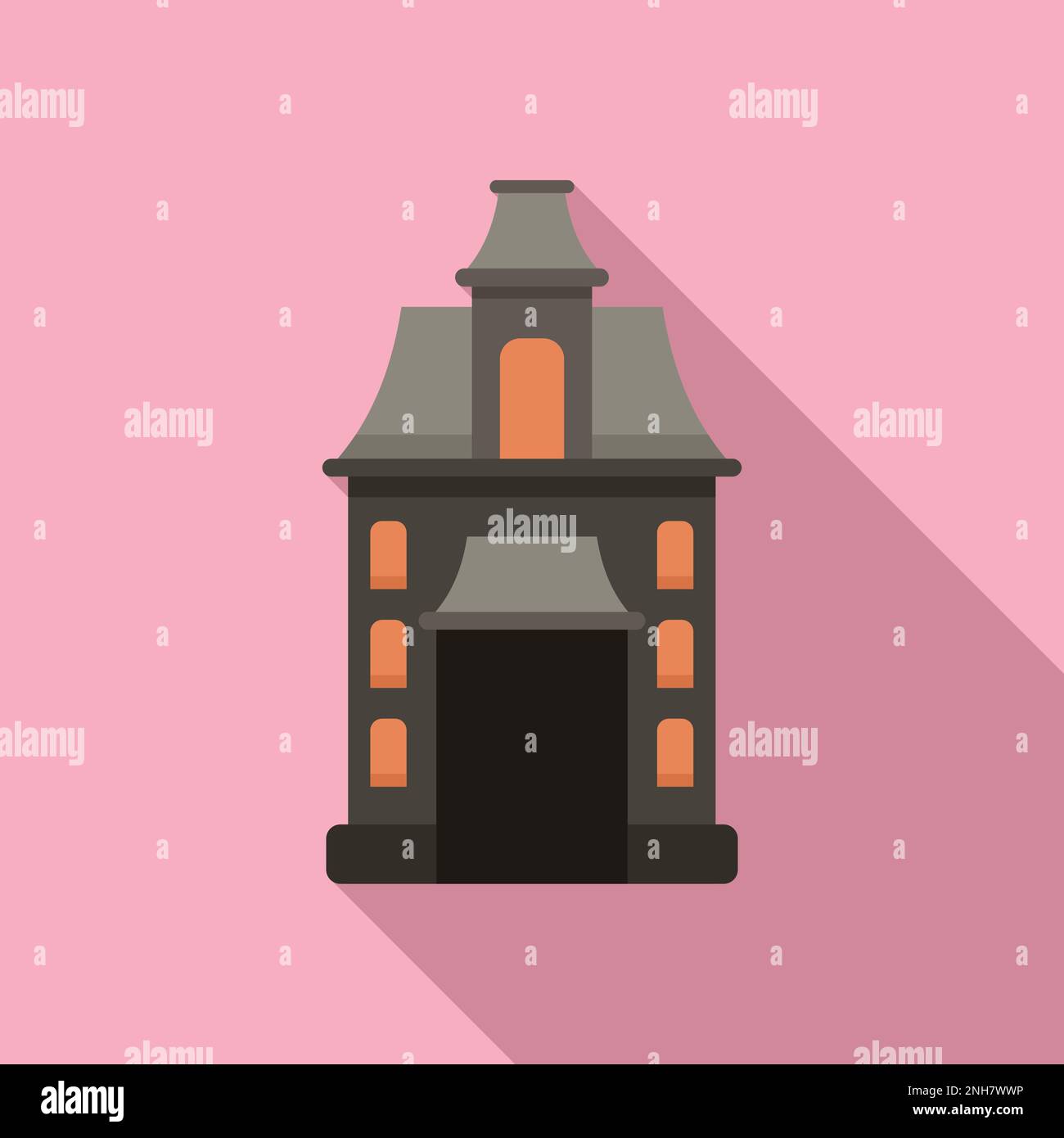 Party creepy house icon flat vector. Scary horror. Tree fear Stock ...