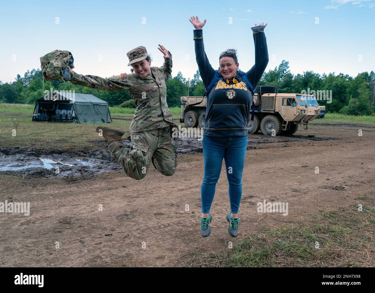 Sgt. Amanda Kiley and Bonnie Montague jump for joy during 3rd Battalion ...