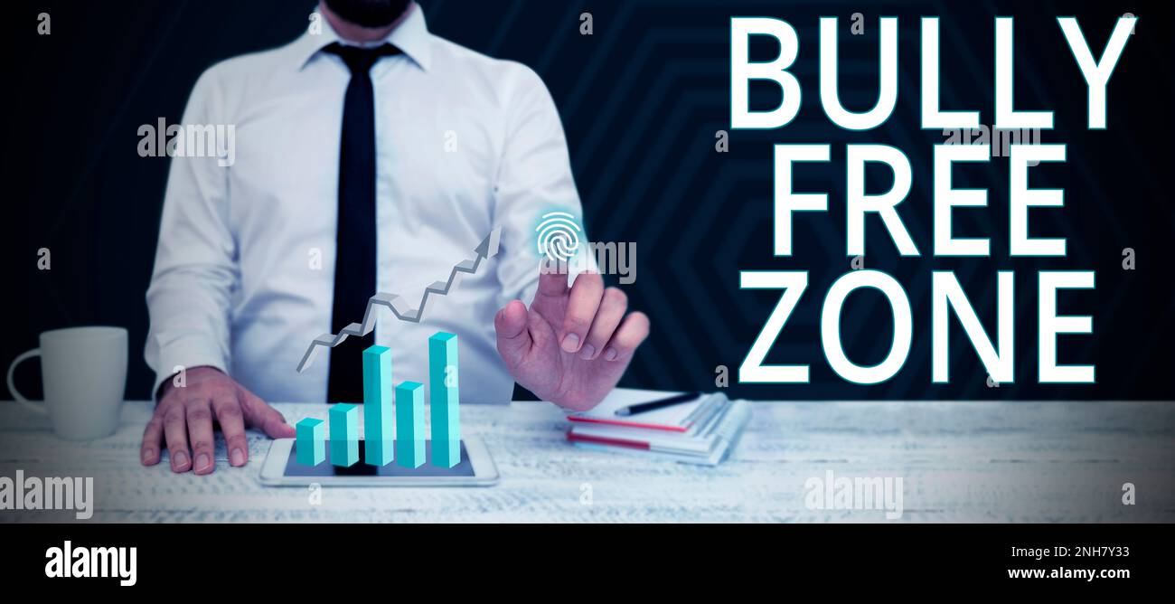 Conceptual caption Bully Free Zone. Internet Concept Be respectful to ...