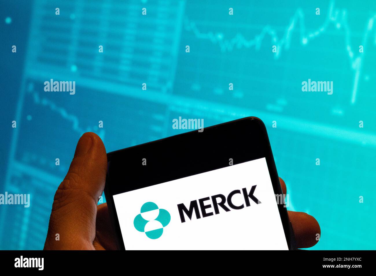 In this photo illustration, the American multinational pharmaceutical ...