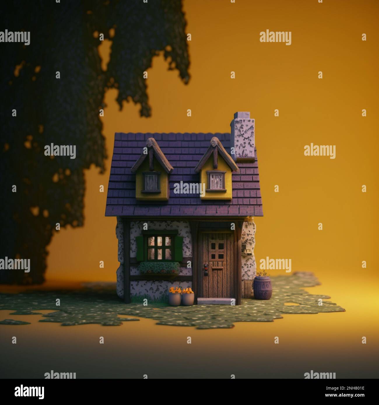 Illustration small house,fantasy wooden,highly detailed, hyperrealistic ...
