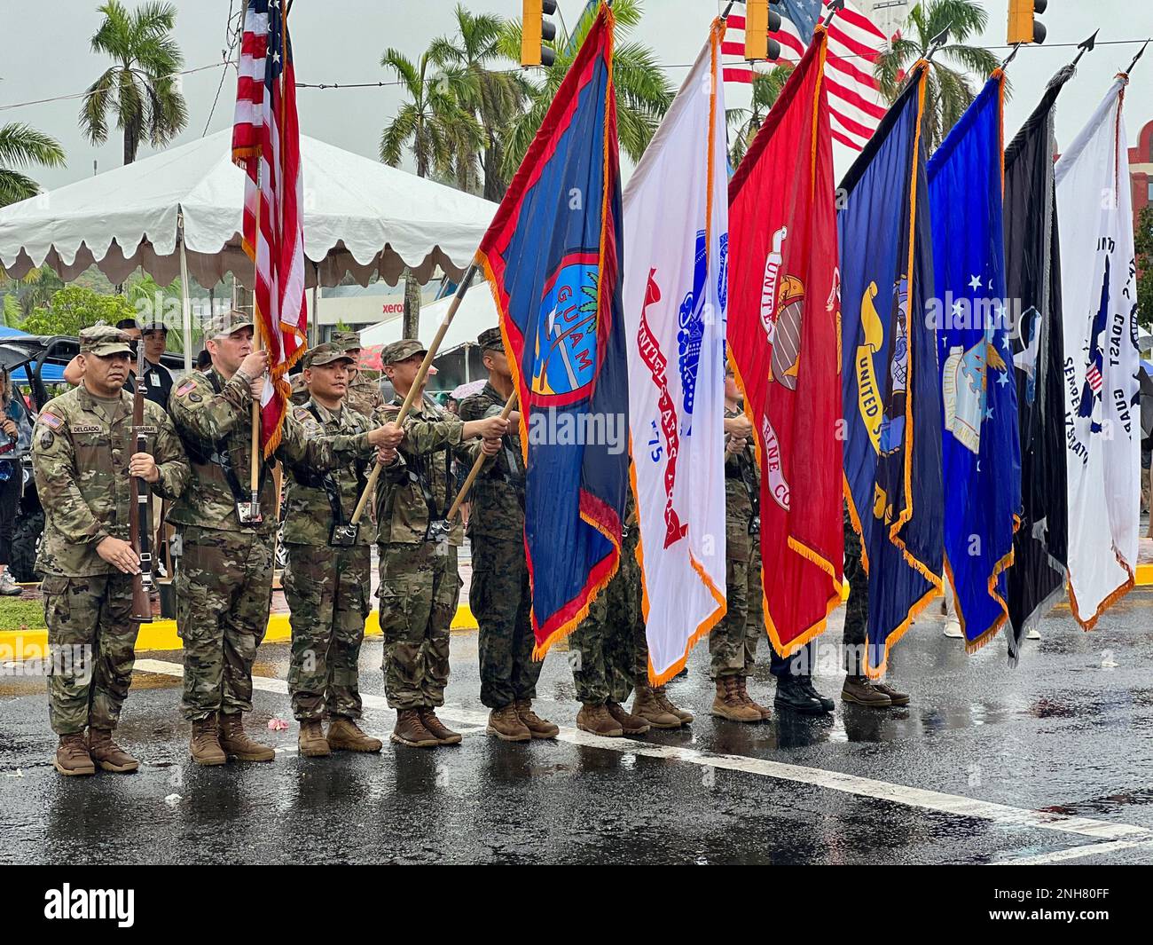 U.S. Coast Guard Forces Micronesia participates in a joint color guard ...