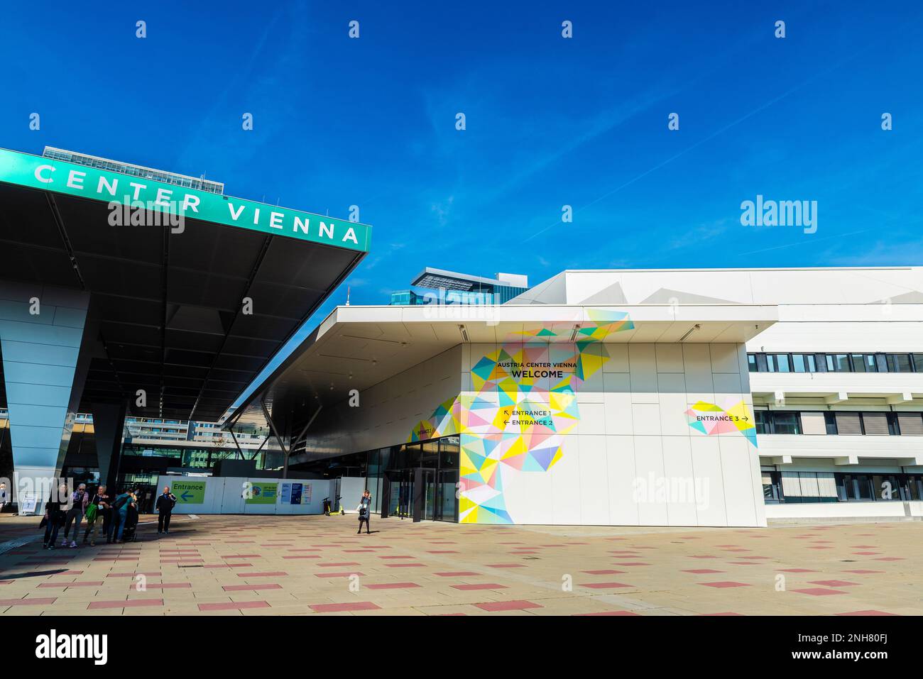 Vienna, Austria - October 17, 2022: Entrance of the convention center ...