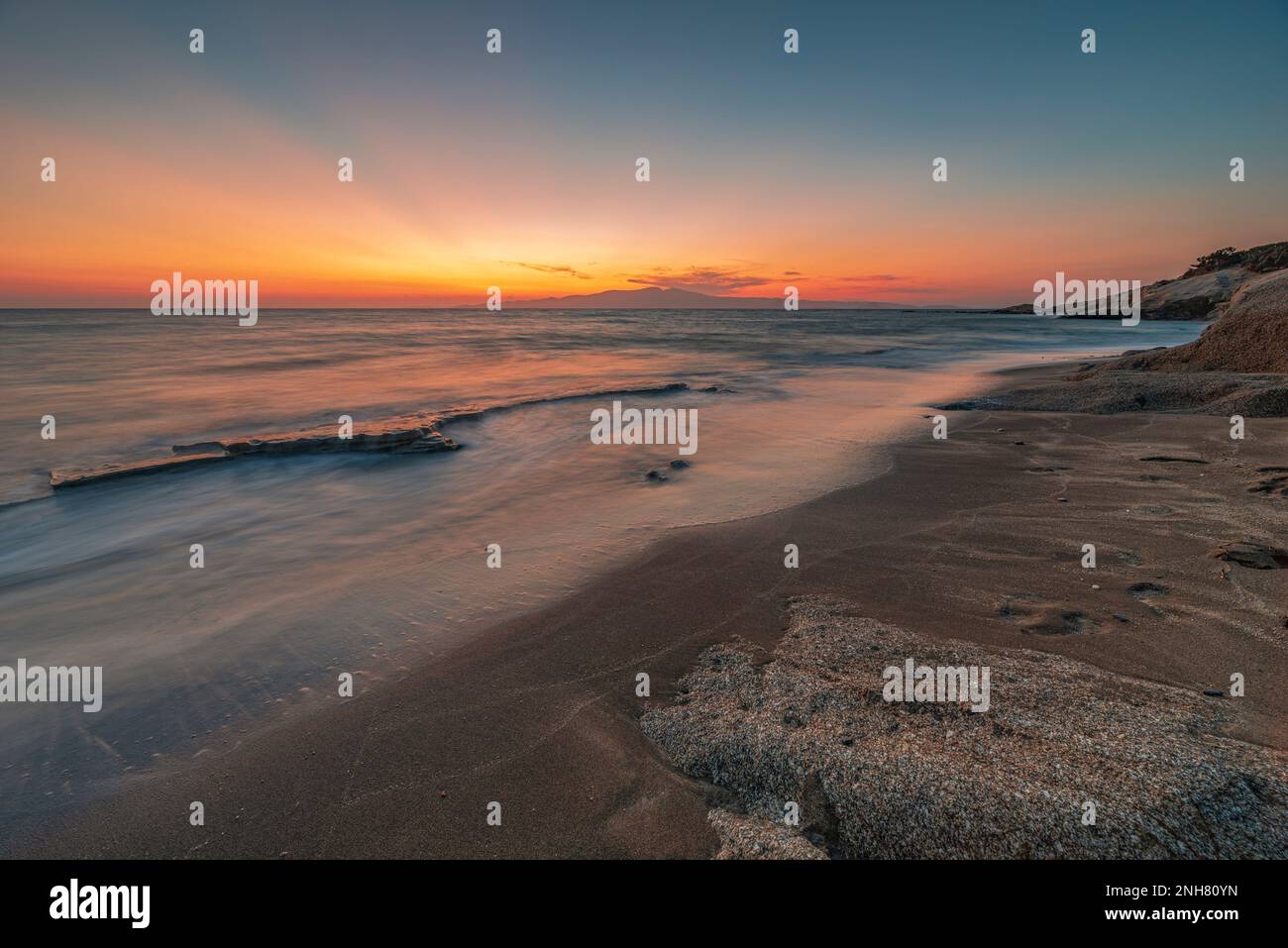 Hawaii beach in the Alikò promontory at dusk, Naxos Stock Photo - Alamy