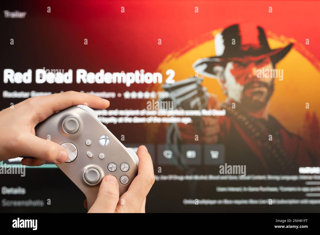 New york, USA - February 20, 2023: Gamer start new Red Dead Redemption ...