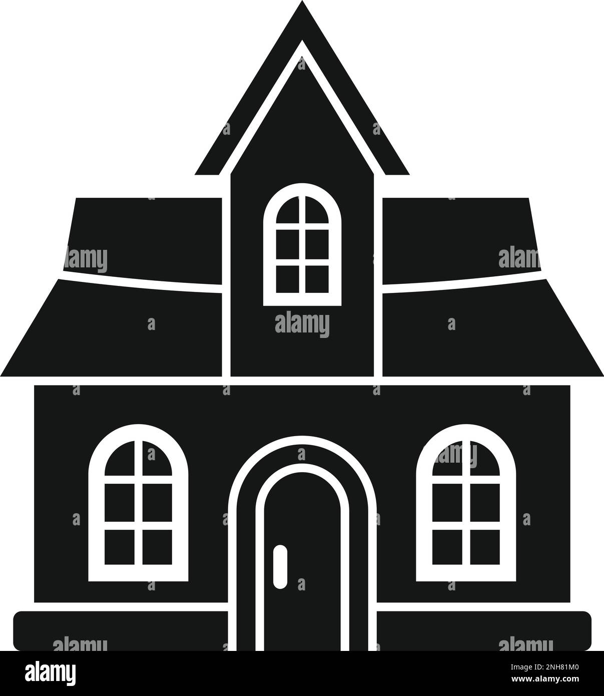 Pumpkin creepy house icon simple vector. Spooky ghost. Fear mansion ...