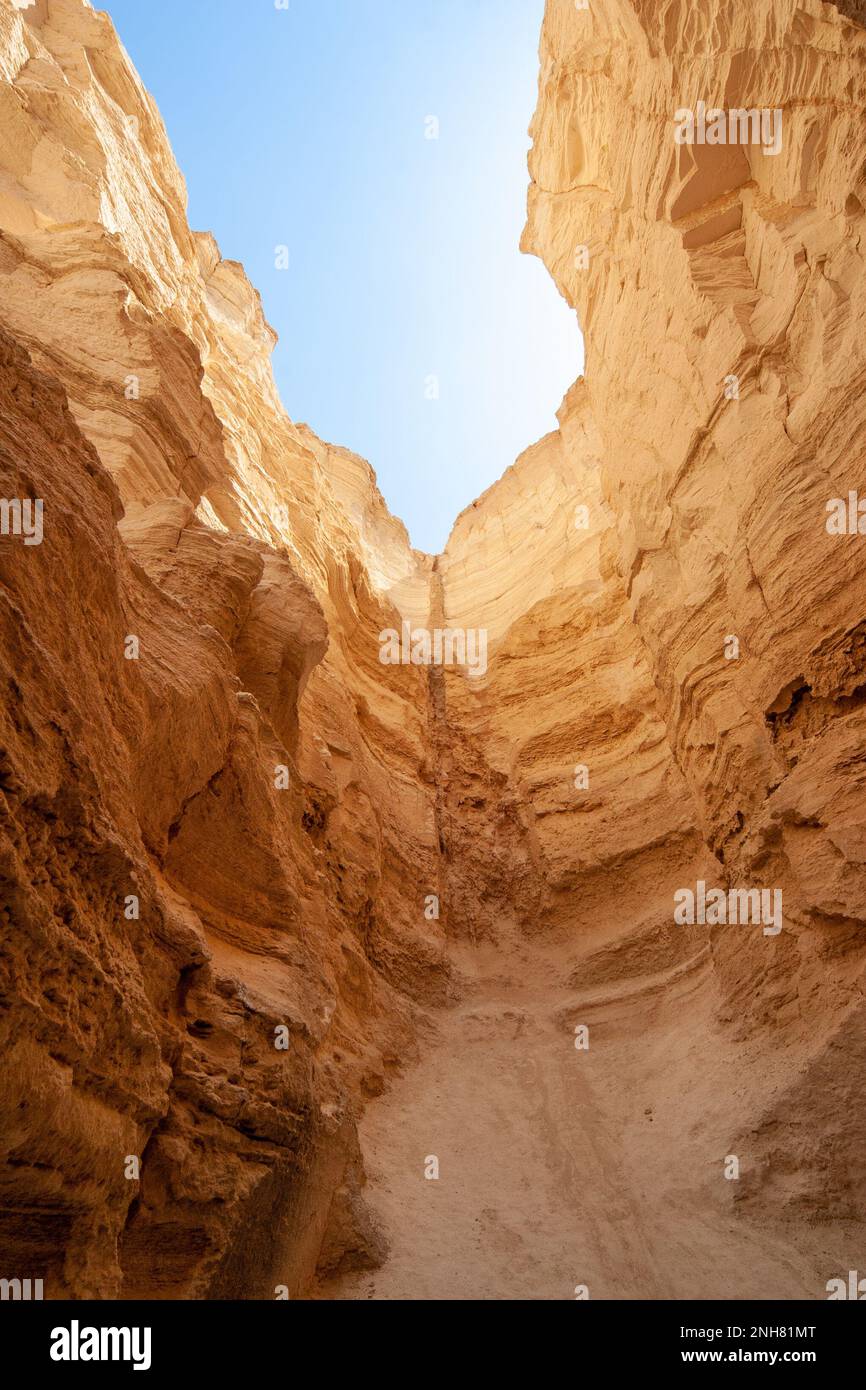 Israel, Judaean Desert, Wadi Pratzim, The flash floods carve a deep ...