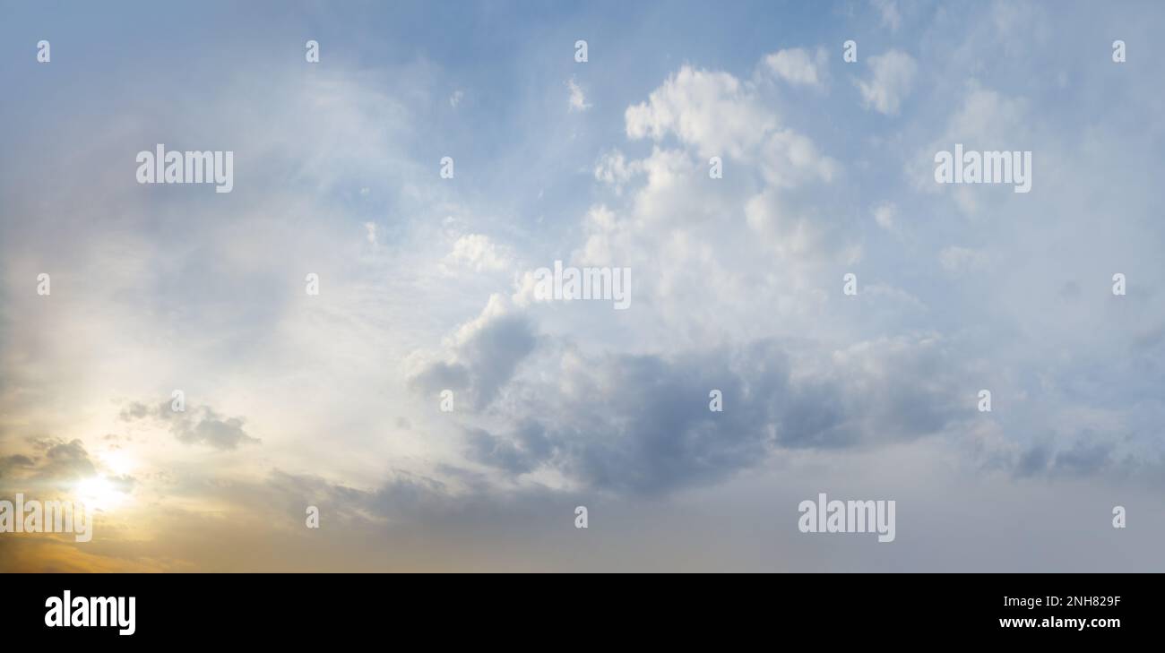 Gentle shades in the morning sky with clouds. Sky background, calm ...