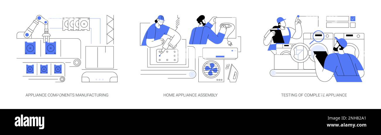 Home appliance manufacturing abstract concept vector illustrations ...
