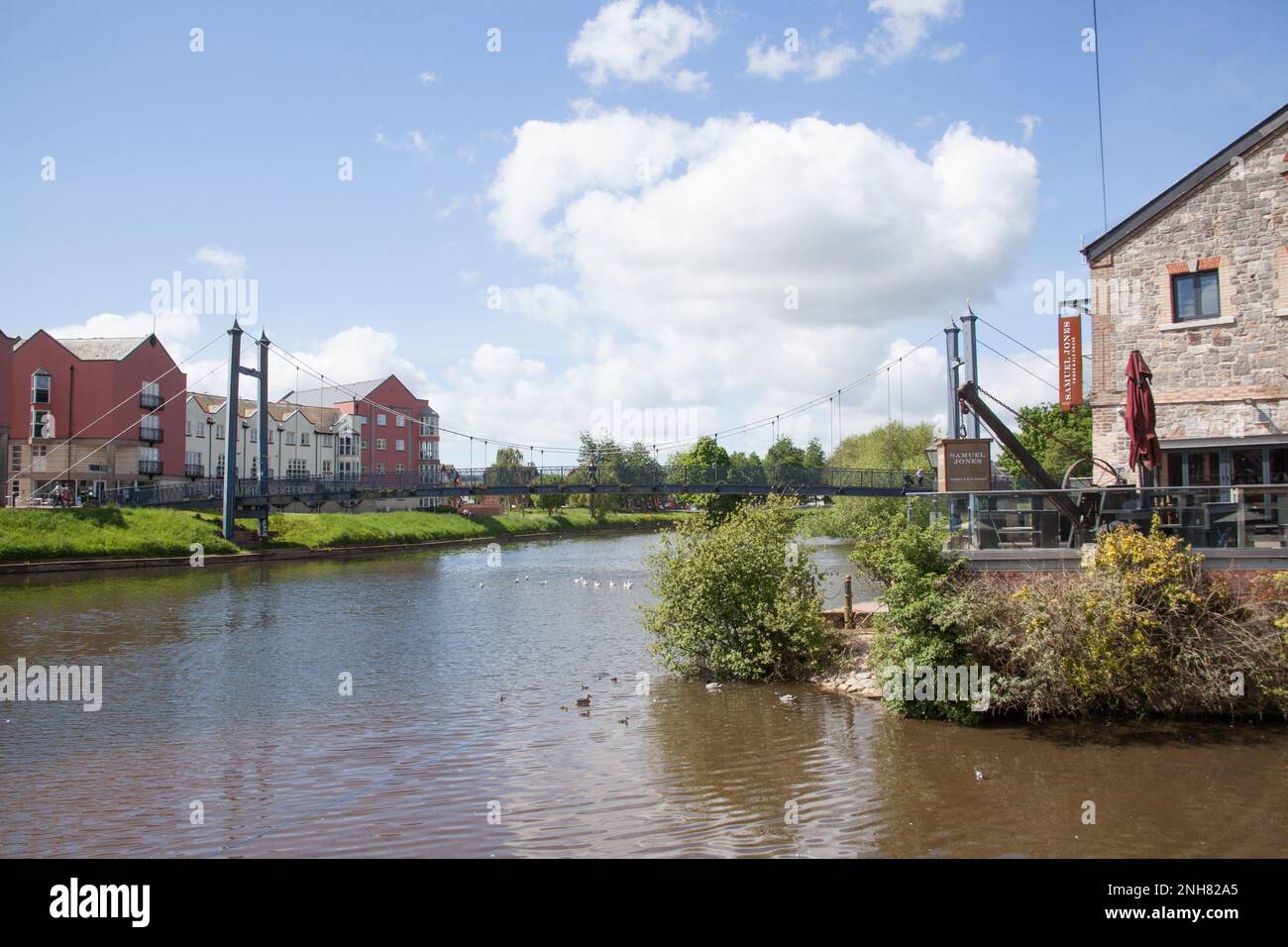 Views of the River Exe and Cricklepit Bridge in Exeter, Devon in the UK ...