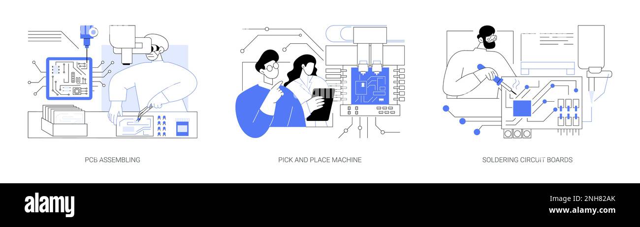 Electronic devices manufacturing abstract concept vector illustrations ...