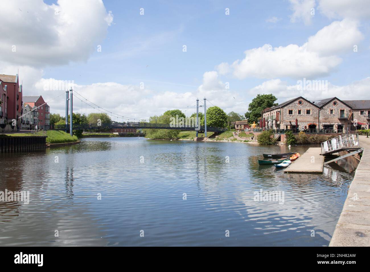 Views of the River Exe and Cricklepit Bridge in Exeter, Devon in the UK ...