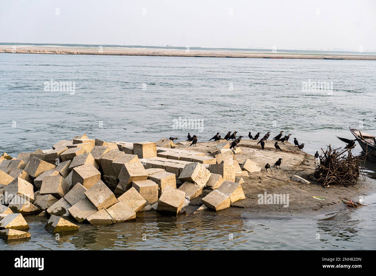 Concrete block. Gray Cement Cinder Block Isolated On river side ...