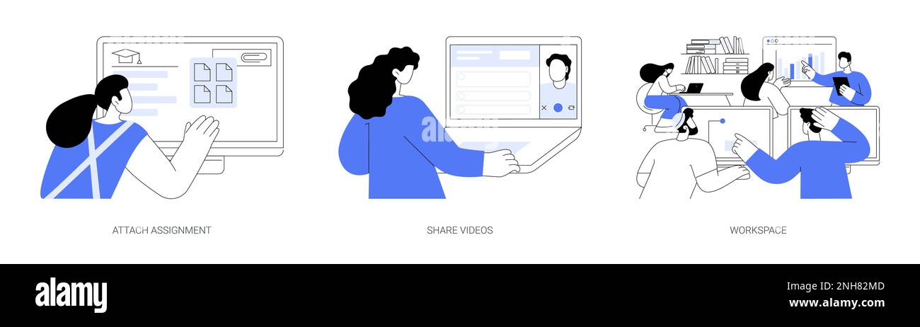 E-learning platform features abstract concept vector illustrations ...