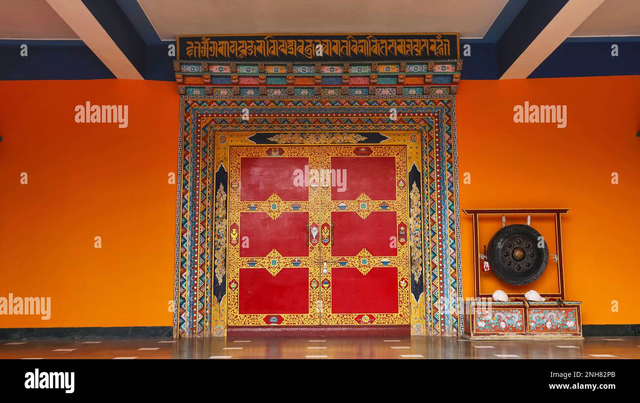 Entrance of Dhyan Gruha of Peme Awam Choegar Gyume Ling Monastery, Bir ...