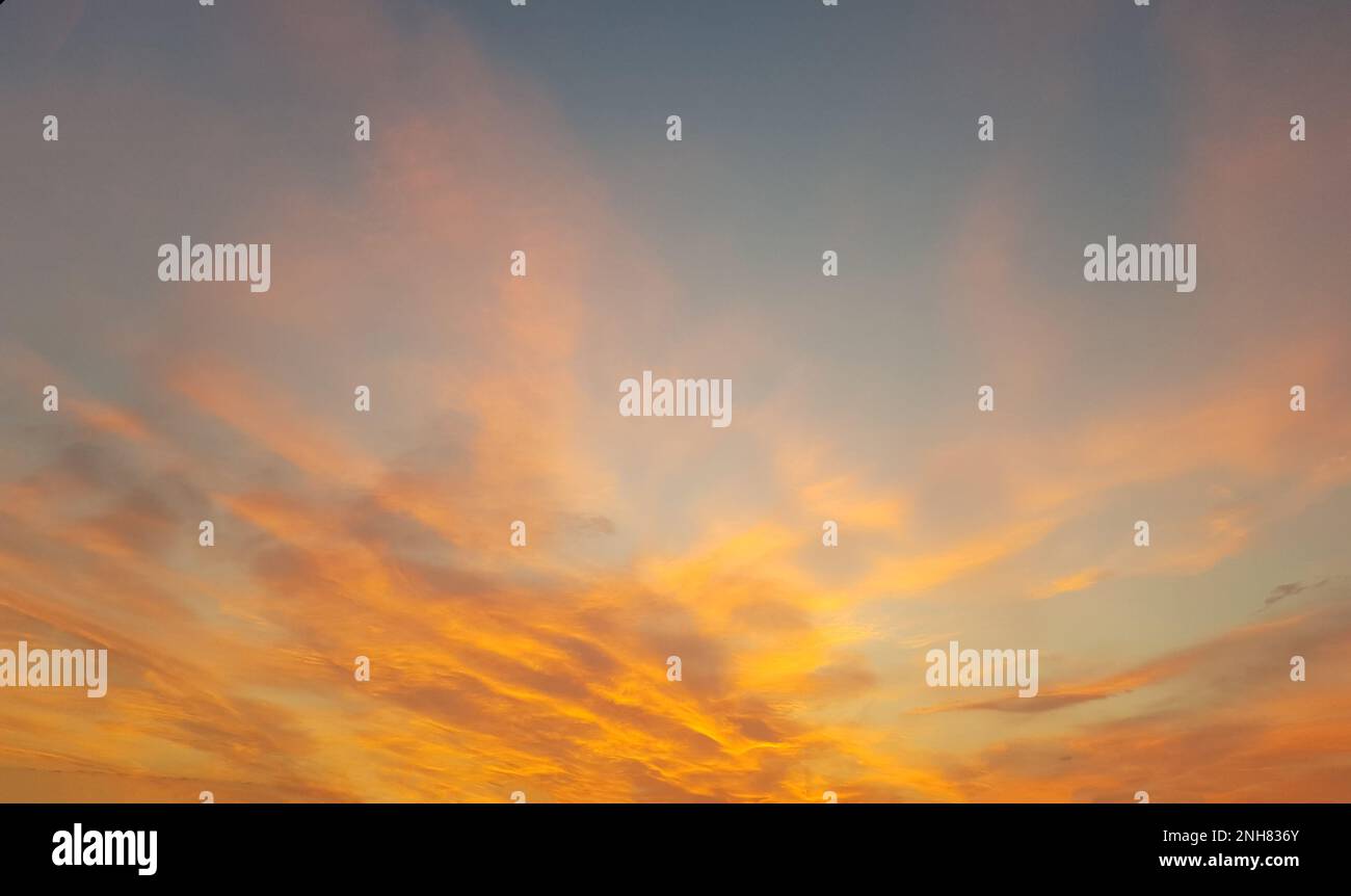 Dramatic skyline panorama. Night sky with clouds on sunrise and sunset ...