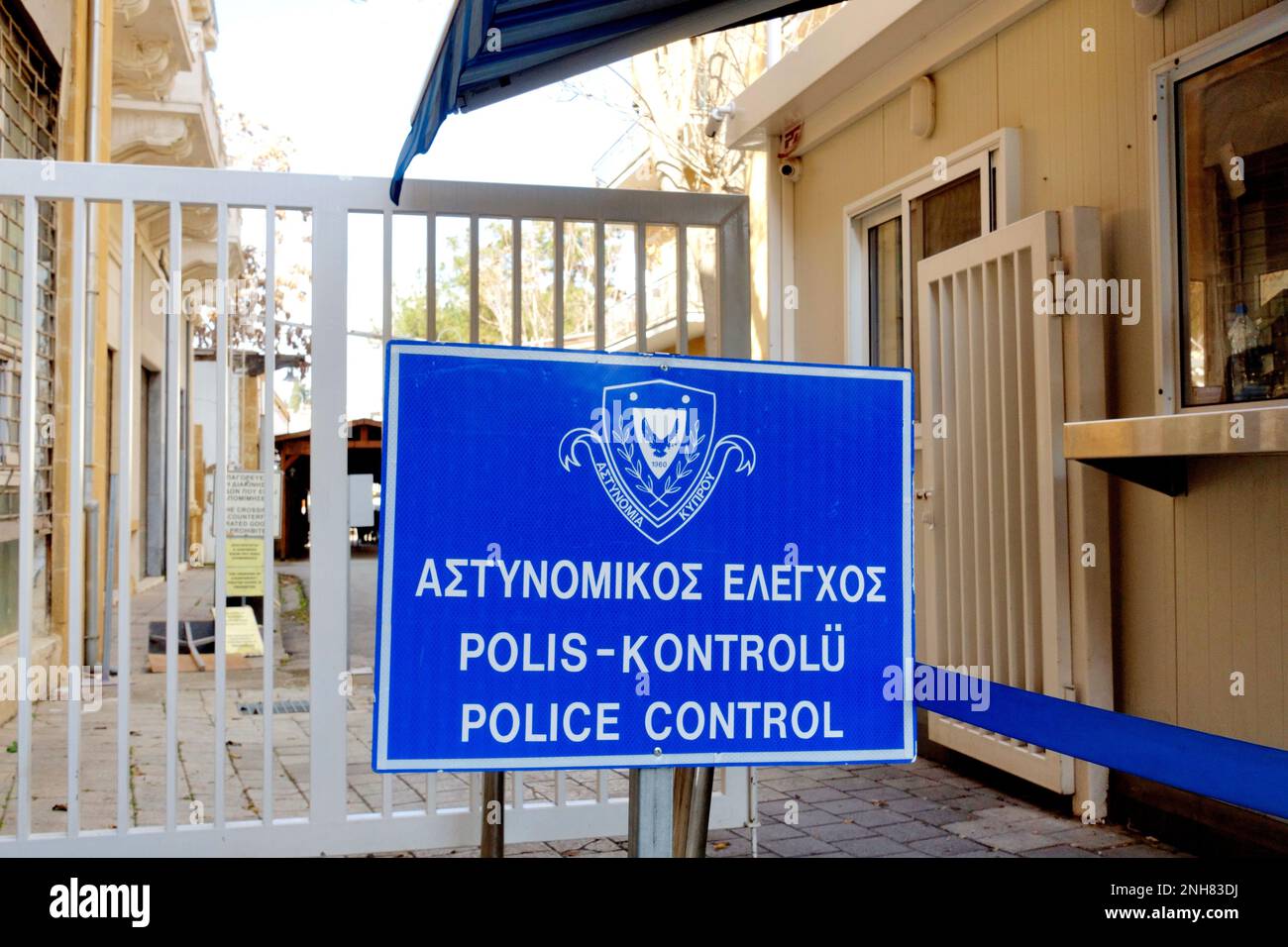 NICOSIA, CYPRUS, JANUARY 31 2023: Check border point for crossing to ...